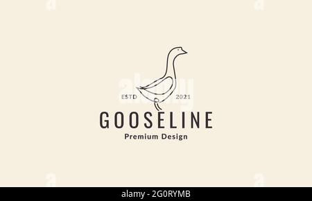 One Line Mother with Baby Goose Icon. Line drawing tattoo. Farm birds ...