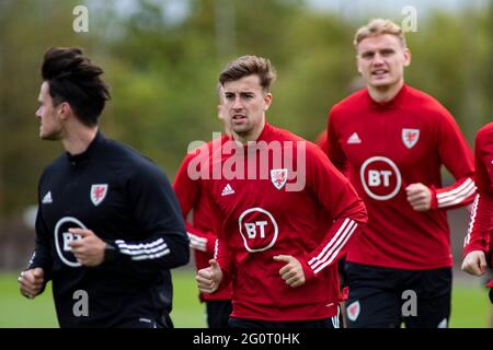 Llanelli, UK. 3rd June, 2021. Sam Pearson of Wales u21 during training ...