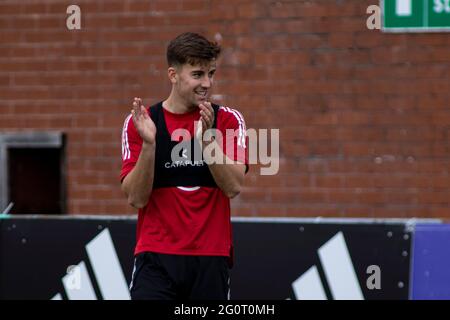 Llanelli, UK. 3rd June, 2021. Sam Pearson of Wales u21 during training ...