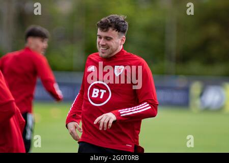 Llanelli, UK. 3rd June, 2021. Sam Pearson of Wales u21 during training ...