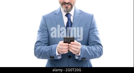 cropped businessman chat online. agile business blogging. modern ...