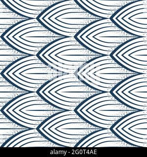 Fish scales vintage, engraving style seamless pattern. Mermaid or ...