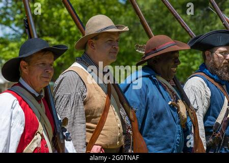 Elizabethton, Tennessee, USA, - May 15, 2021: Reenactment at Sycamore ...