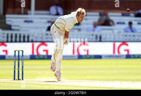 New Zealand's Kyle Jamieson bowls a delivery during the second One Day ...