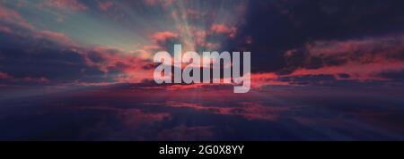 sunset calmly sea sun ray 3d render illustration Stock Photo - Alamy