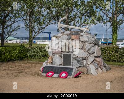 The image is of the memorial to the MV Princess Victoria that sank off ...