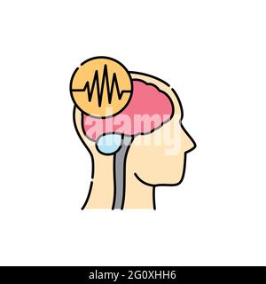 Photosensitive epileptic seizures olor line icon. Computer-induced ...