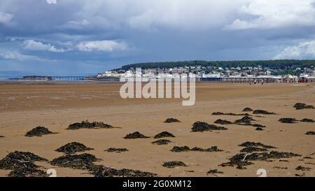 Weston-Super-Mare from Uphill Beach, North Somerset, England Stock ...