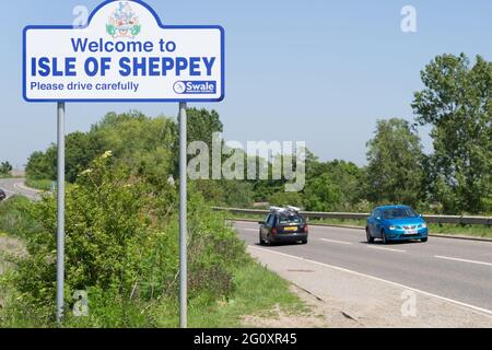 County boarder sign of Isle of Sheppey, erected in the road side , Kent ...