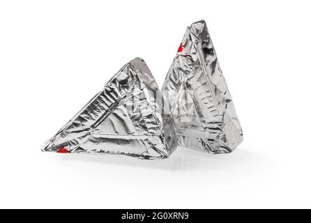 Triangular Processed Cheese Isolated on White Background Stock Photo ...