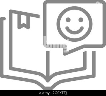 Happy smiley emoticon reading book Stock Vector Image & Art - Alamy