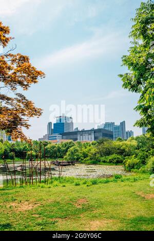 Ilsan Lake Park and modern buildings in Goyang, Korea Stock Photo - Alamy
