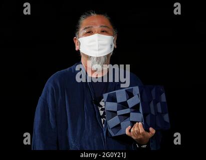 Tokolo Asao , a designer of Olympic and Paralympic emblems introduces ...