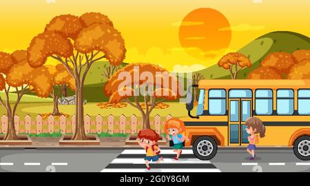 A Kid Get Off School Bus illustration Stock Vector Image & Art - Alamy