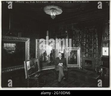 Albert Neuhuys in his studio at Sarphatikade 6 in Amsterdam, photograph ...
