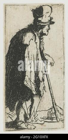 Beggar, with deformed hand, leaning on a stick Stock Photo - Alamy