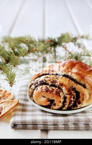 Christmas swedish poppy bun. Festive dessert Stock Photo - Alamy