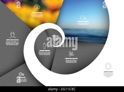 Evolution infographic timeline template with spiral model, photo ...