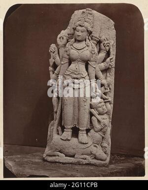 Eight armed Durga slaying the demon Mahisha. Dieng Plateau, Wonosobo ...