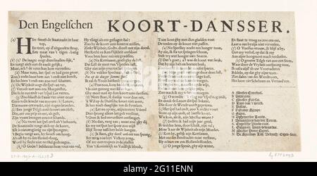 Text sheet at the print of Cromwell as a cord dancer, 1652, 1652 text ...