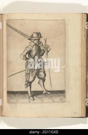 Soldier wearing his musket on his shoulder; Arms hand of musquets ...