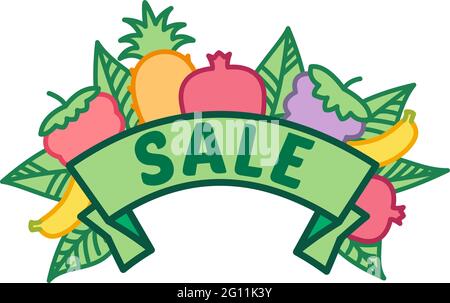 summer sale banner with fruits raspberry berries letter Stock Vector ...