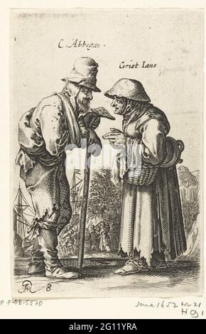 Two old beggars in conversation, Salomon Savery, after Pieter Jansz ...