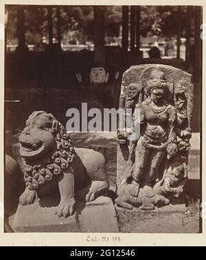 Eight armed Durga slaying the demon Mahisha. Dieng Plateau, Wonosobo ...