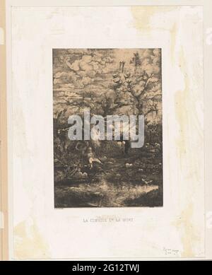 An old stump in the form of a man under the snow. Close-up. High ...