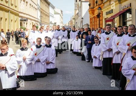 Krakow, Poland. 03rd June, 2021. Members of a radical Catholic and ...