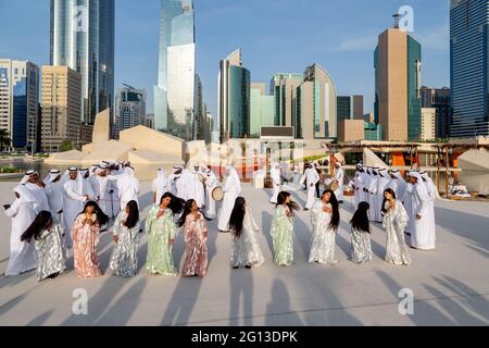 Traditional Arab `hair dance` Abu Dhabi, United Arab Emirates Stock ...