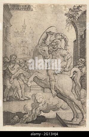 Marcus Curtius on horseback; Roman heroes. The hero Marcus Curtius on ...