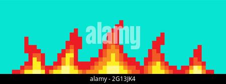 Pixel art 8 bit fire objects. Game icons set. Comic boom flame effects ...