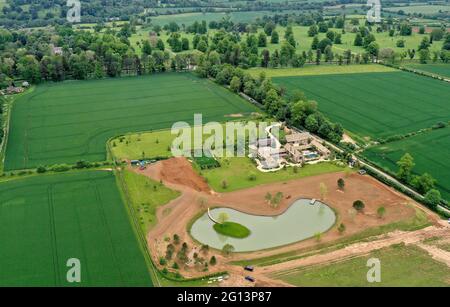 Great Tew, near Chipping Norton, UK. June 4th 2021. Aerial view of The ...