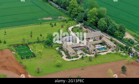 Great Tew, near Chipping Norton, UK. June 4th 2021. Aerial view of The ...
