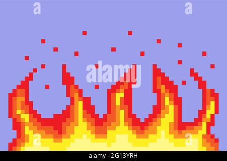 Pixel art 8 bit fire objects. Game icons set. Comic boom flame effects ...