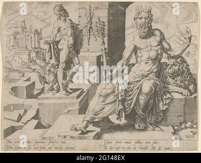 Jupiter with crown on the head and next to him his attribute the eagle ...