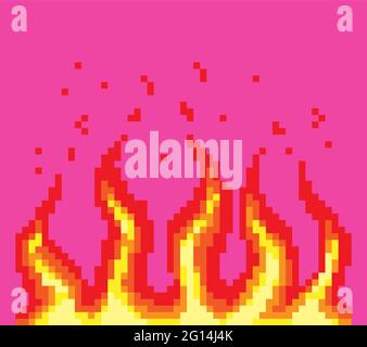 Pixel art 8 bit fire objects. Game icons set. Comic boom flame effects ...