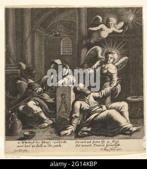 Peter is released from prison by the angel; Herod shows Peter in the ...