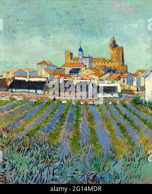 Vincent Van Gogh - View Saintes Maries with Cemetery 1888 Stock Photo ...