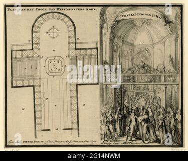 Map of Westminster Abbey and the burial of the Queen, 1695, Romeyn de ...