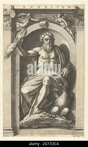 Jupiter; Juppiter; Eight classic gods. Jupiter, seated in a niche, a ...