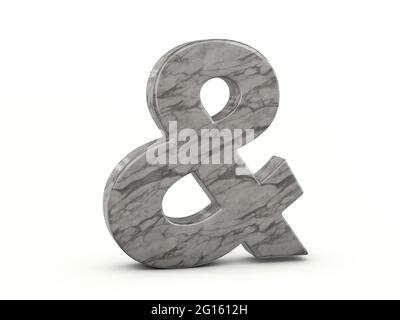 Marble ampersand symbol on a white background. 3d illustration Stock ...