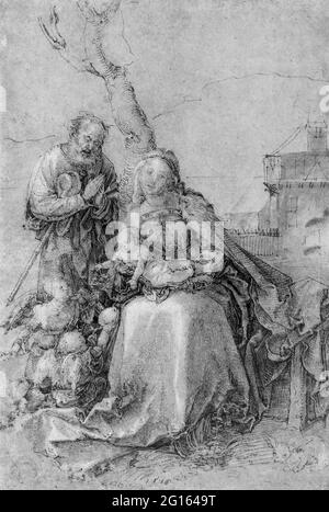 The Holy Family with angels under trees 1500 by Albrecht Durer Stock ...