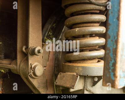 Railroad car suspension detail Stock Photo - Alamy