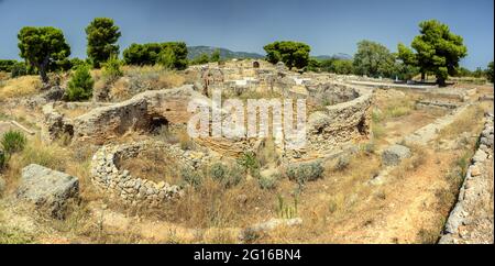 Remains of Zeus temple in Isthmi, Corinth, Eleusis Stock Photo - Alamy
