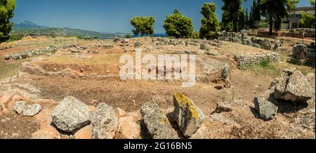 Remains of Zeus temple in Isthmi, Corinth, Eleusis Stock Photo - Alamy