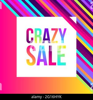 Crazy sale web banner, lots of colorful lines, frame for text. Vector ...