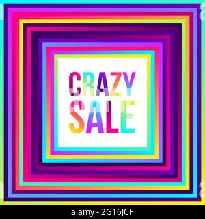Crazy sale web banner, lots of colorful lines, frame for text. Vector ...