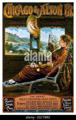 Chicago and Alton RR, The Palace Reclining-Chair Route, 1885. - Vintage ...